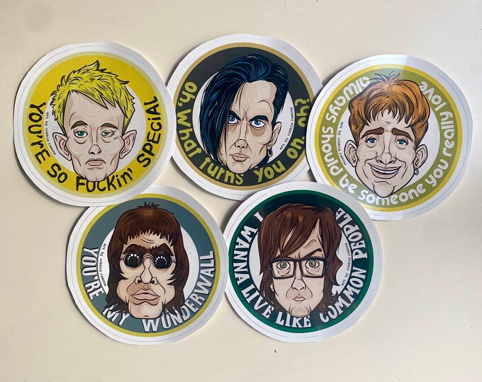 Britpop Stickers Set, Britpop Music Stickers Pack, 90's Alternative ...