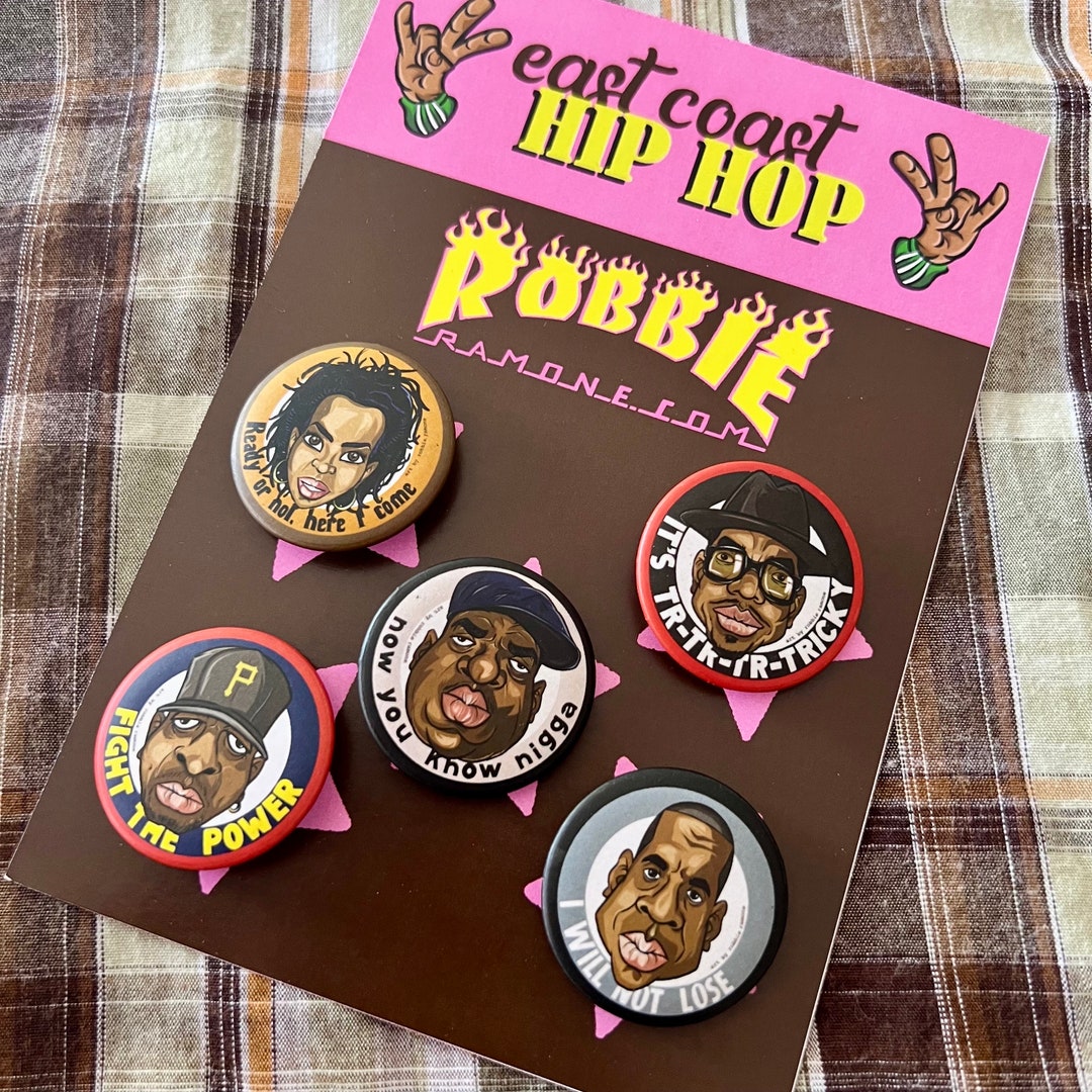 East Coast Hip Hop Buttons, Old School Rap Pins, New York Hip Hop ...