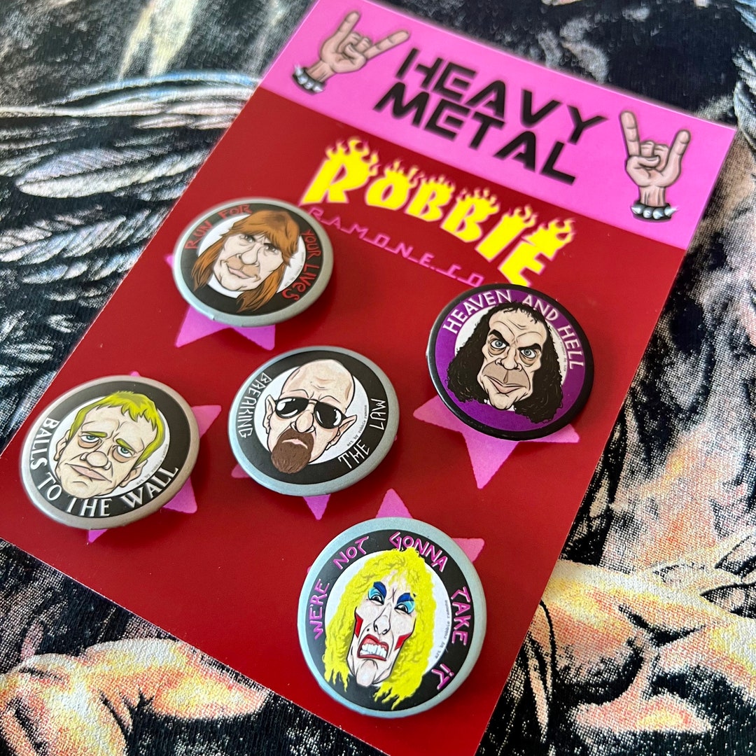 Heavy Metal Badges Set, Heavy Metal Music Pins, Eddie Munson Buttons ...