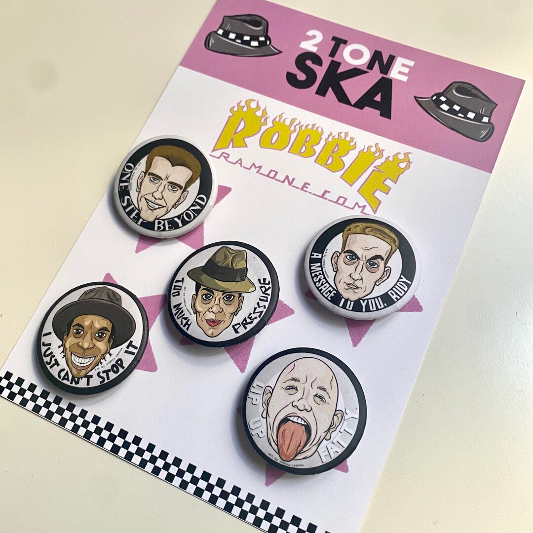 2 Tone Ska Badges Set, Ska Rocksteady Music Pins, Ska Reggae Buttons ...