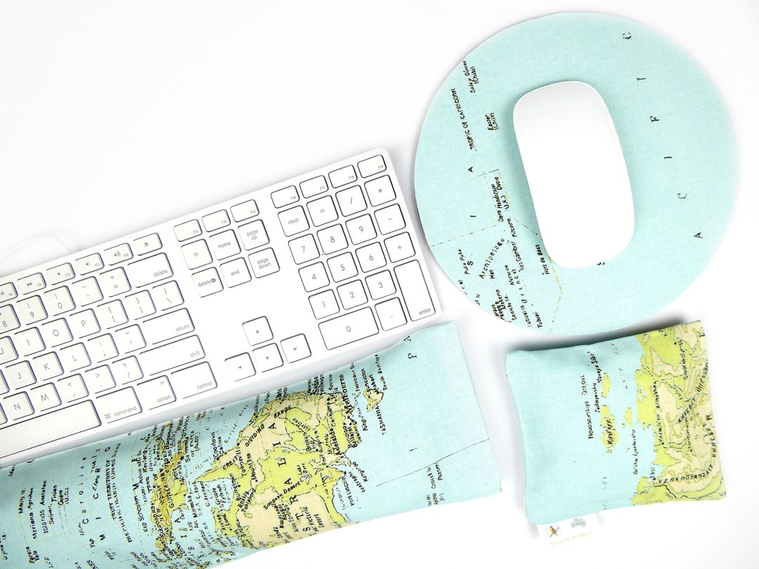 World Map Wrist Rests: Buckwheat Hulls, Handmade Australian Cotton ...