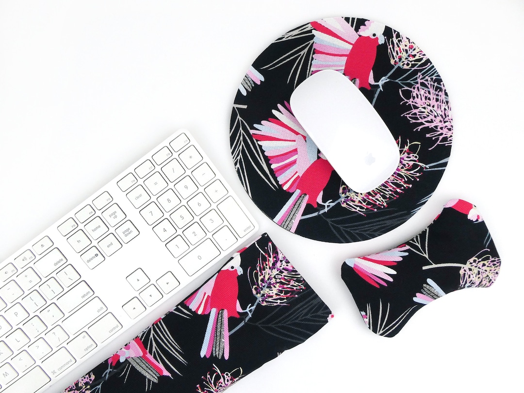 Australian Handmade Buckwheat Wrist Rests: Pink Cockatoo Keyboard and ...