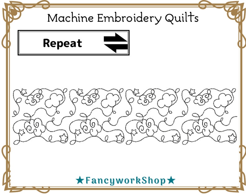 Cloud Quilt Block Machine Embroidery Design, Edge to Edge Quilting ...