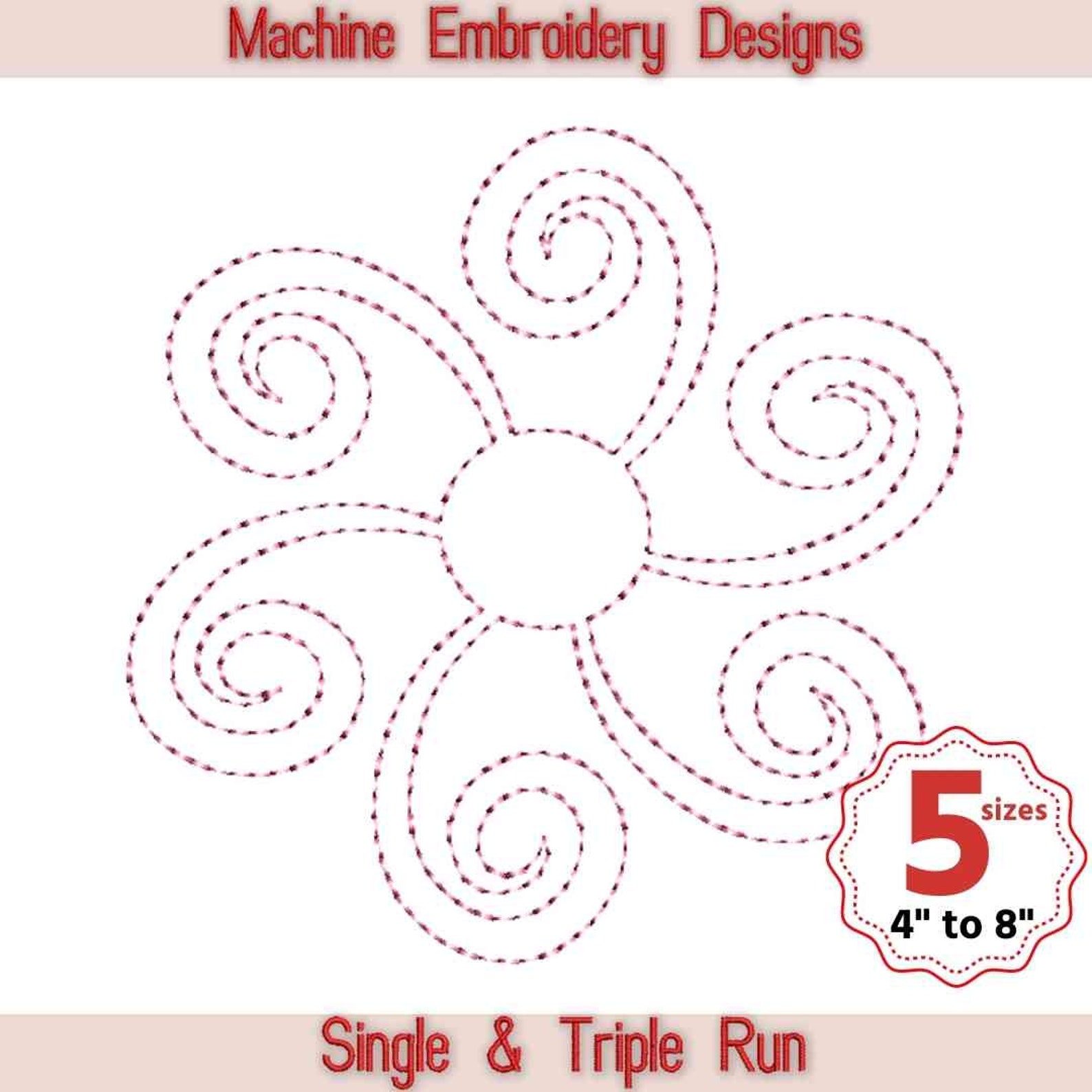 Machine Embroidery Quilting Designs Flower Quilt Block 5 - Etsy