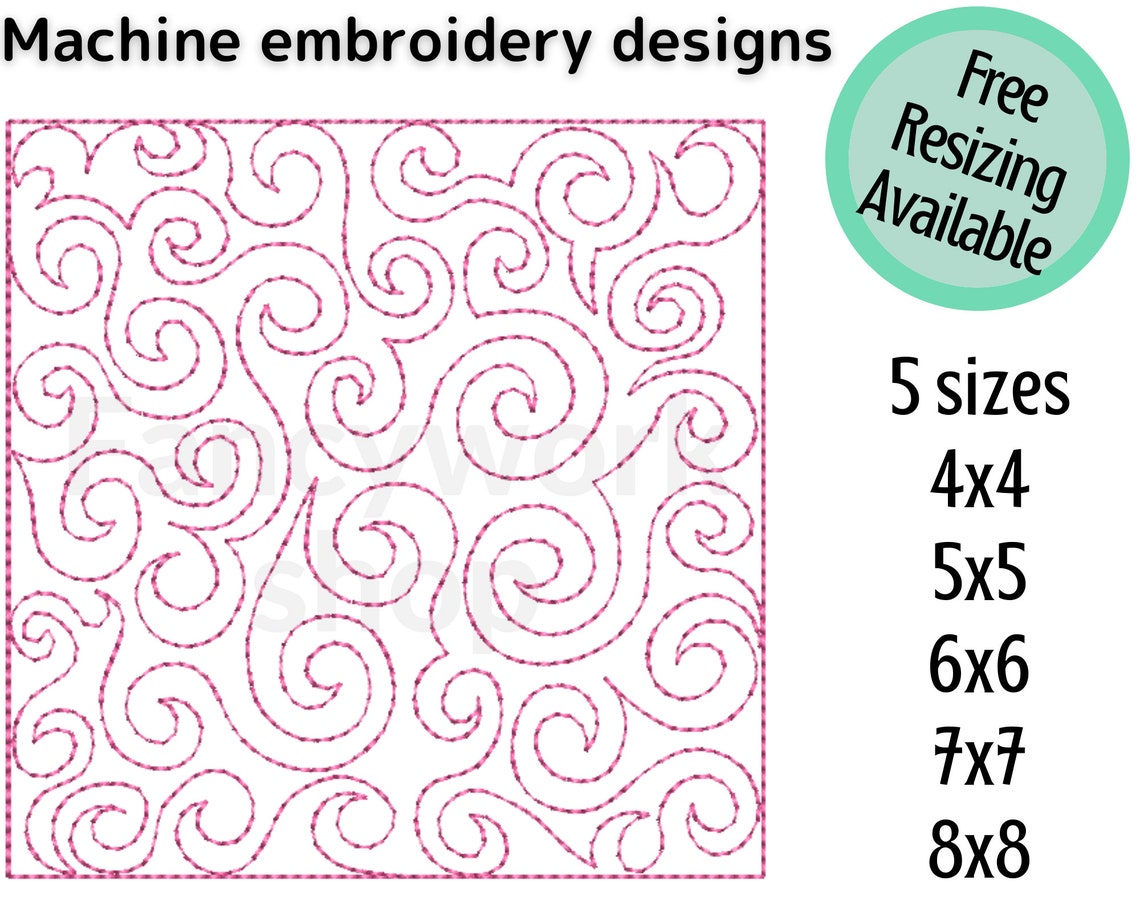 ITH Quilt Block Machine Embroidery Design Swirl 4 - Etsy