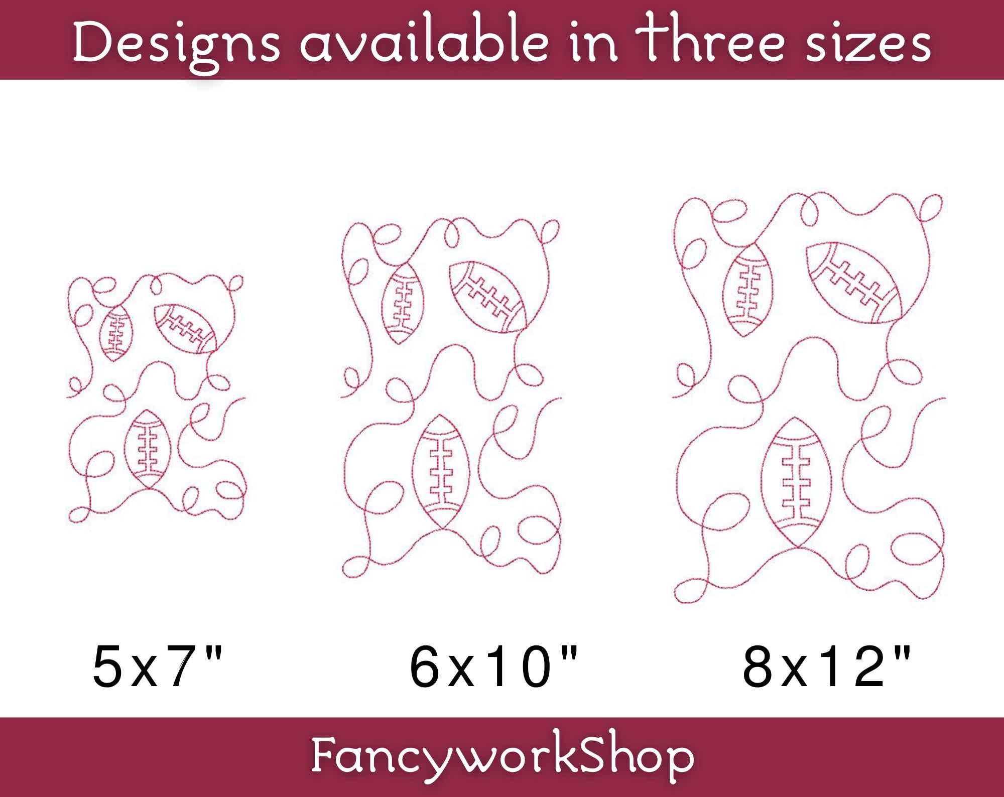 Football End-to-end Quilting, Edge to Edge Machine Embroidery, Sports ...