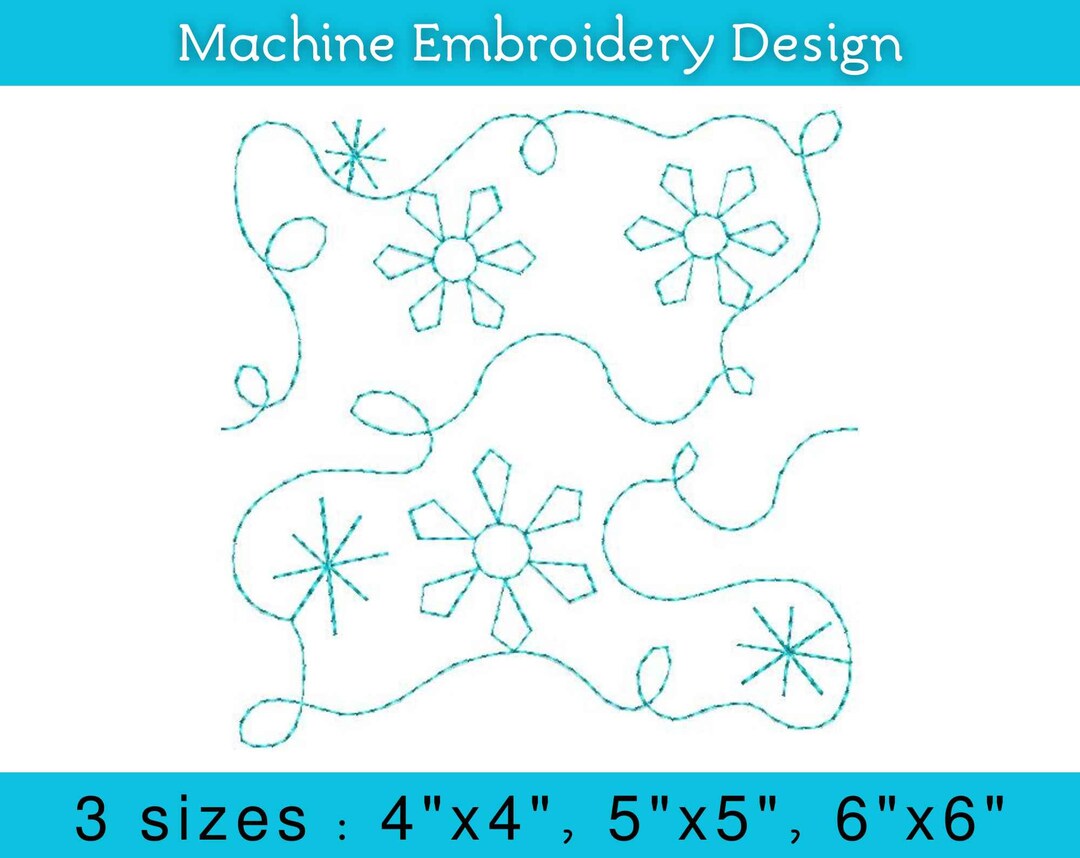 Snowflake Edge to Edge Machine Embroidery Design, Continuous, 4", 5", 6 ...
