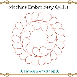 Quilt Block Machine Embroidery Design | Circle Feather | 4", 5", 6 ...