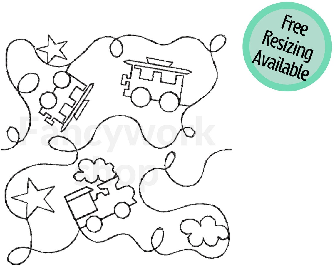 Edge to Edge Machine Embroidery Quilting Train Engine - Etsy