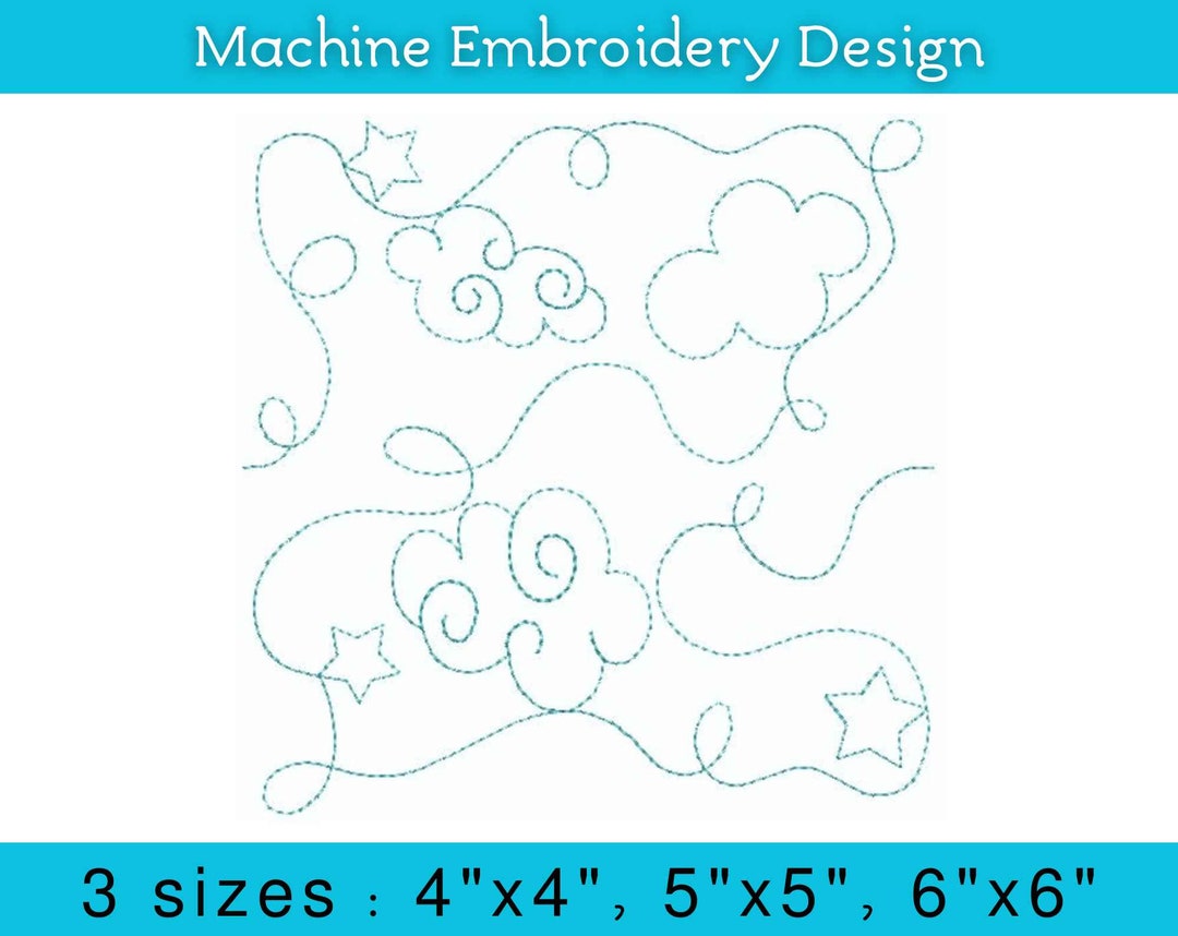 Cloud Quilt Block Machine Embroidery Design, Edge to Edge Quilting ...