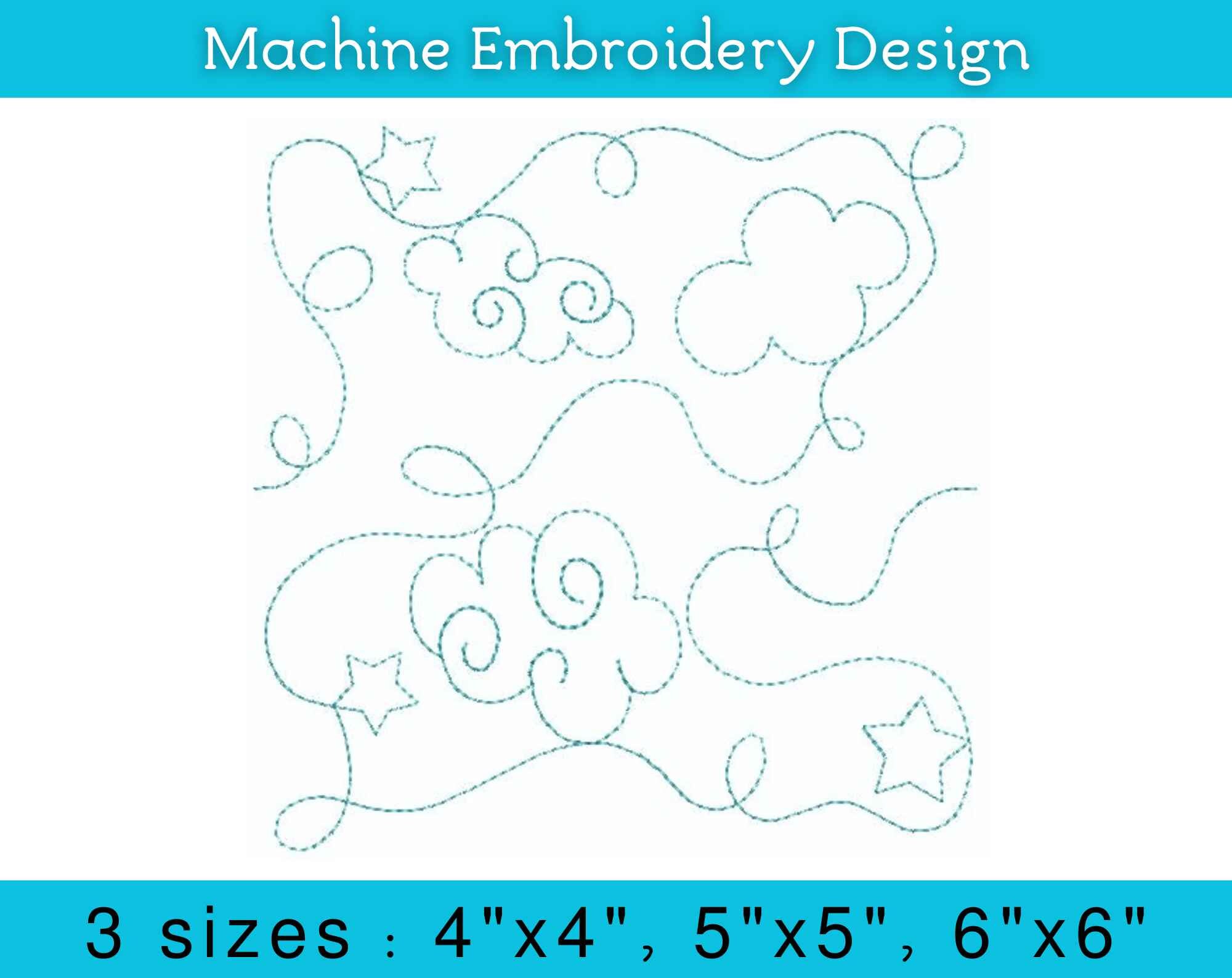 Cloud Quilt Block Machine Embroidery Design, Edge to Edge Quilting ...