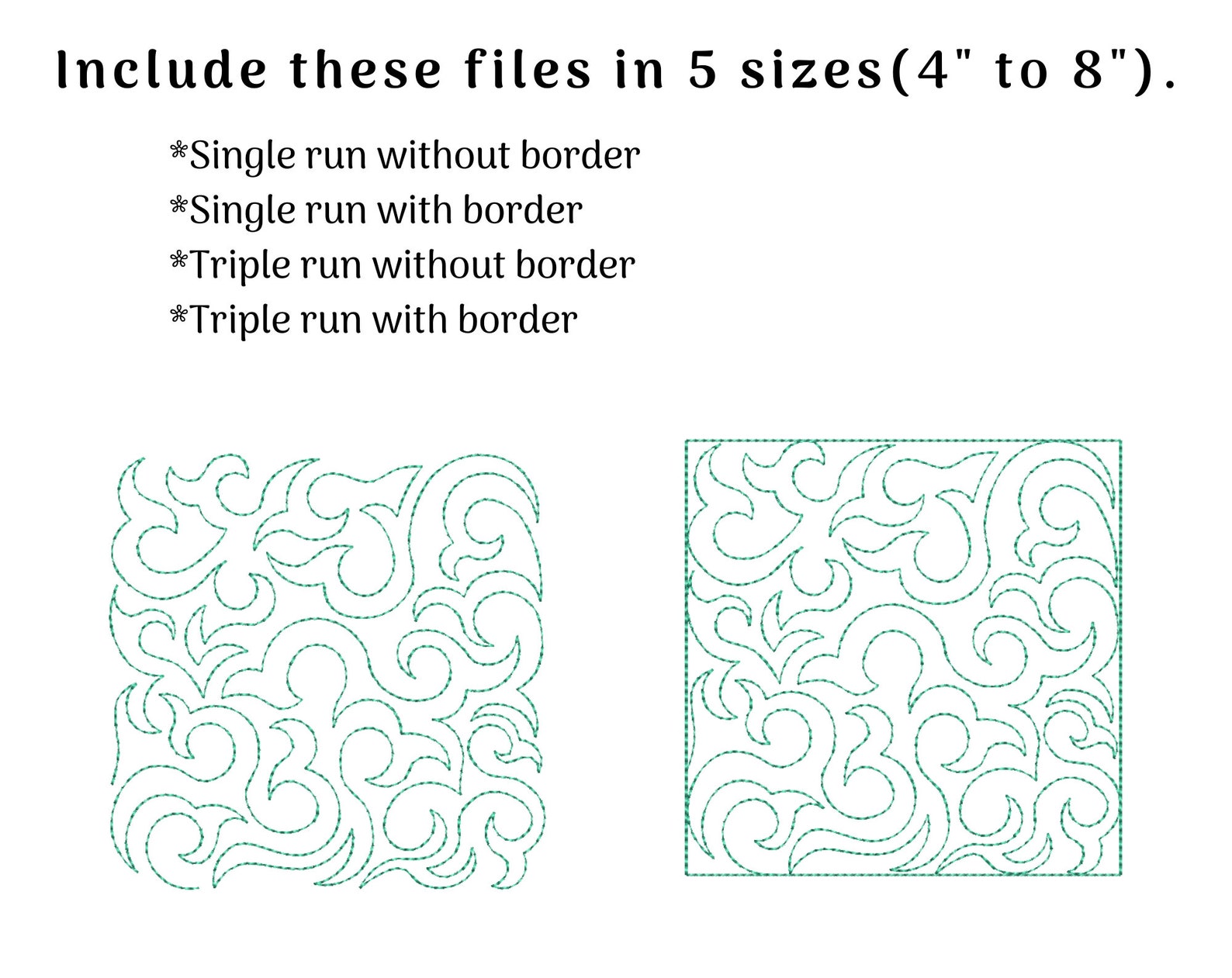 ITH Quilt Block Machine Embroidery Design Swirl Hook 4, 5, 6, 7, 8 5 ...