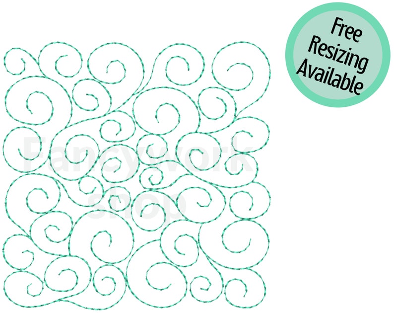 Swirls Quilt Block Machine Embroidery Design | Stipple | 4", 5", 6 ...