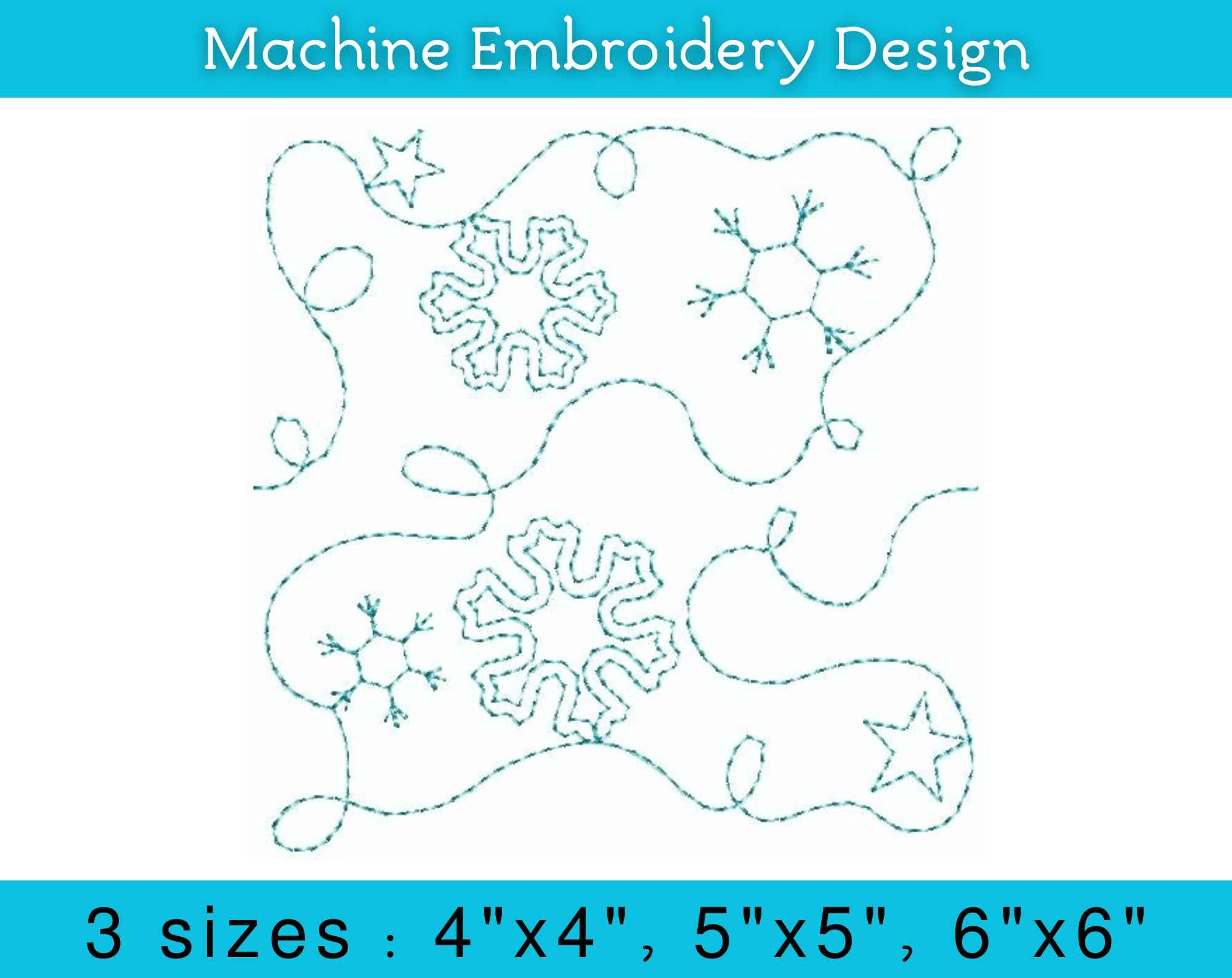 Snowflake and Star Edge to Edge Quilting Design, E2E Quilting, Continuous Quilting Pattern, 4x4 ...