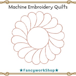 Quilt Block Machine Embroidery Design | Circle Feather | 4", 5", 6 ...