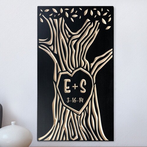 Initials Carved in Tree Personalized Anniversary and Wedding - Etsy