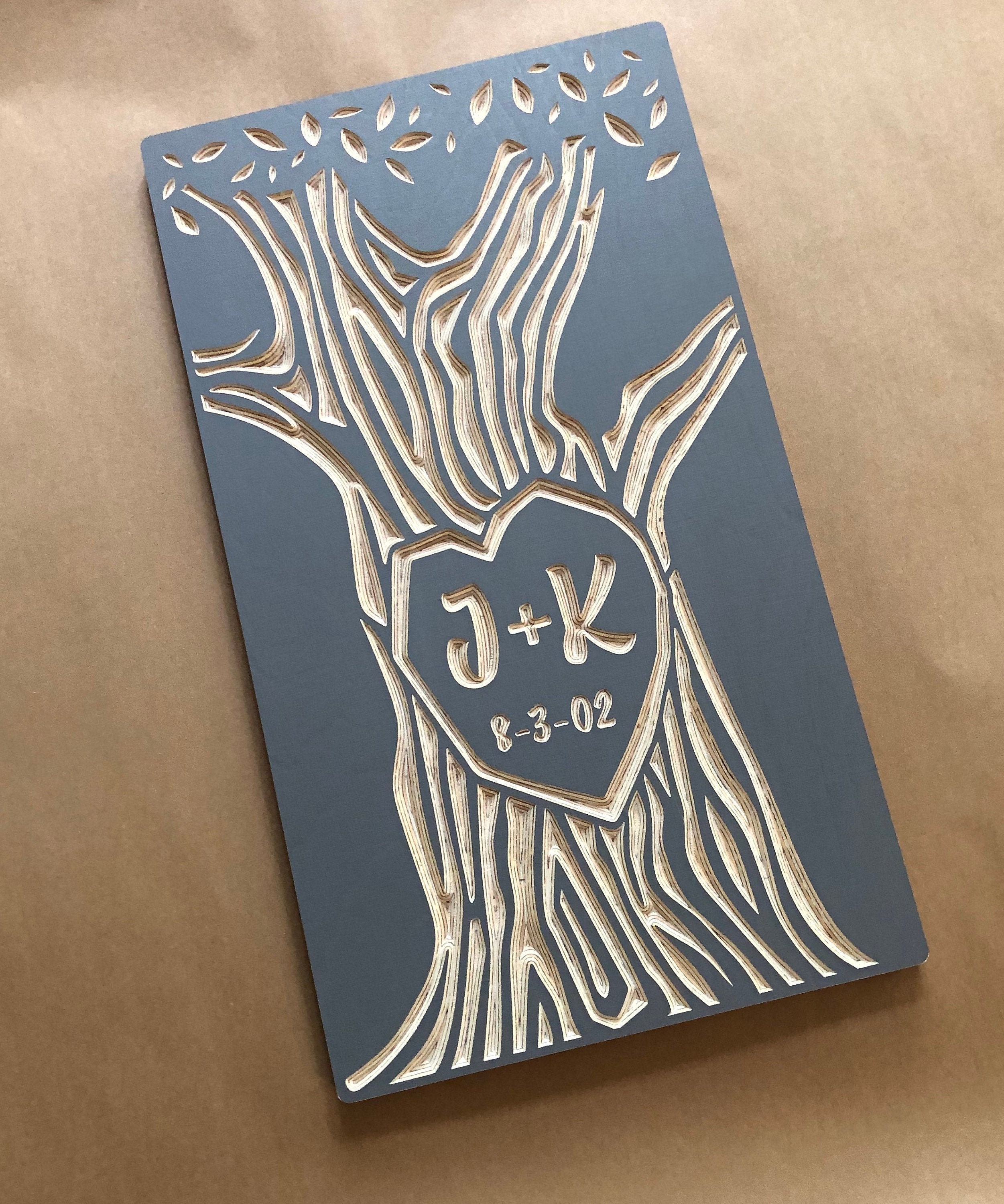 Initials Carved in Tree Personalized Anniversary and Wedding | Etsy