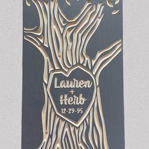 Couple Names Carved in Tree Wood Wall Art, Personalized Wedding Gift ...