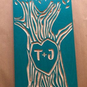 Initials Carved in Tree Personalized Anniversary and Wedding Gift Wood ...