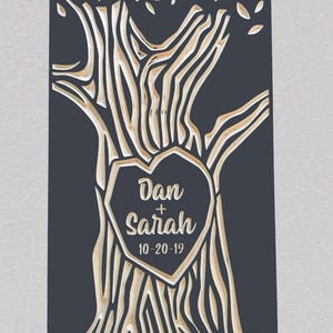 Couple Names Carved in Tree Wood Wall Art, Personalized Wedding Gift ...