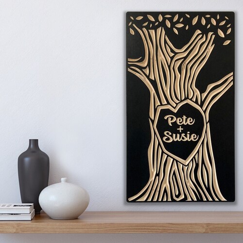 Initials Carved in Tree Personalized Anniversary and Wedding - Etsy