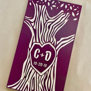 Initials Carved in Tree Personalized Anniversary and Wedding Gift Wood ...