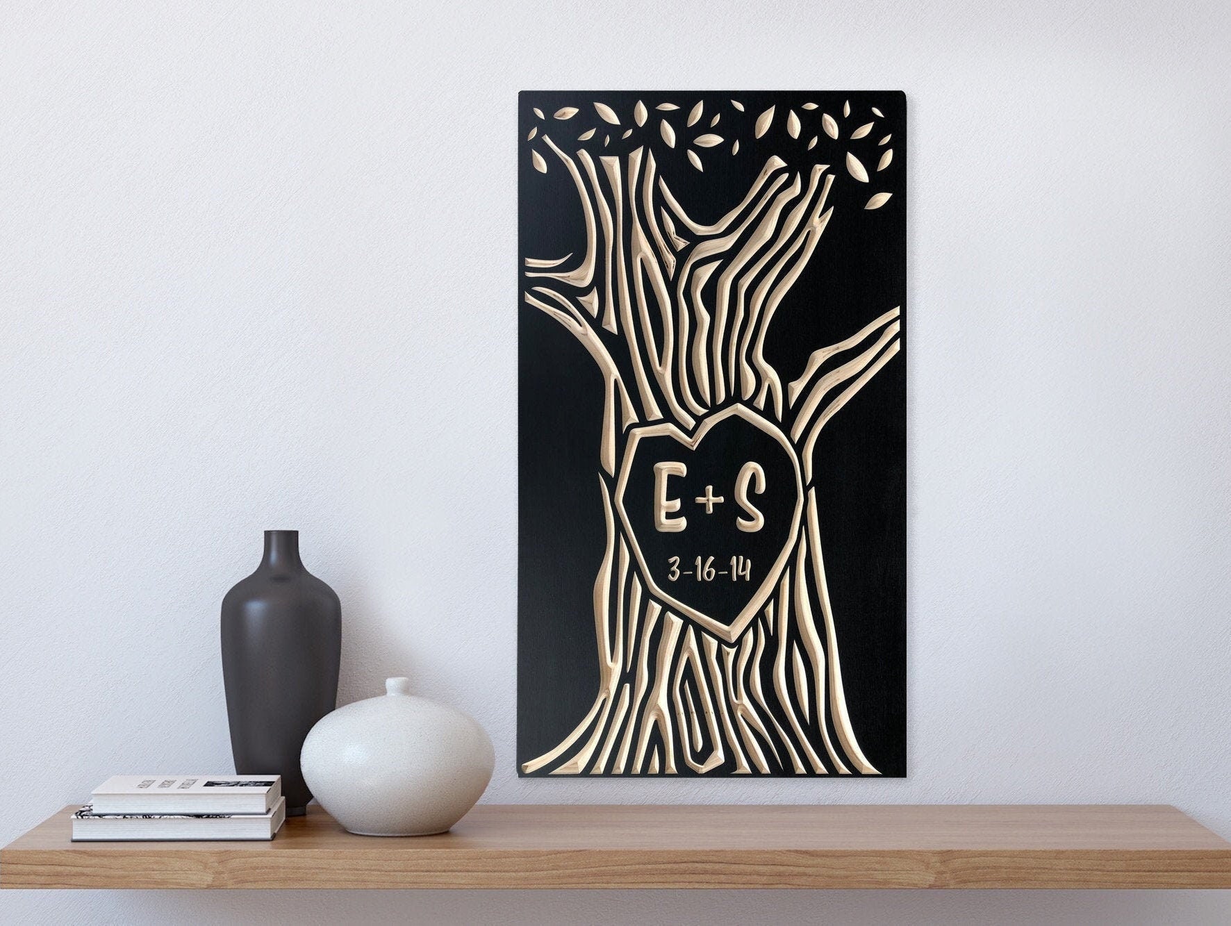Initials Carved in Tree Personalized Anniversary and Wedding | Etsy