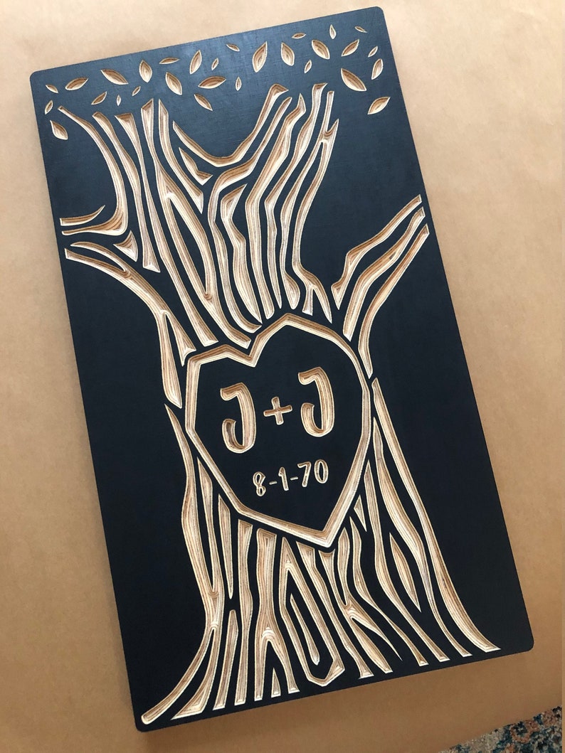 Initials Carved in Tree Personalized Anniversary and Wedding - Etsy