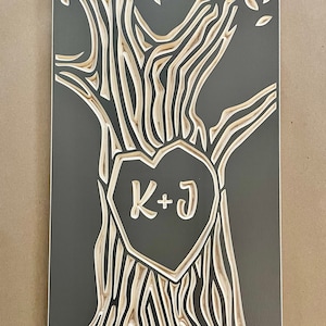Initials Carved in Tree Personalized Anniversary and Wedding Gift Wood ...