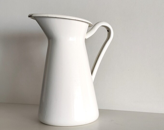 Vintage Enamel Pitcher, Large Enamel Jar, Vintage Kitchen Decore ...