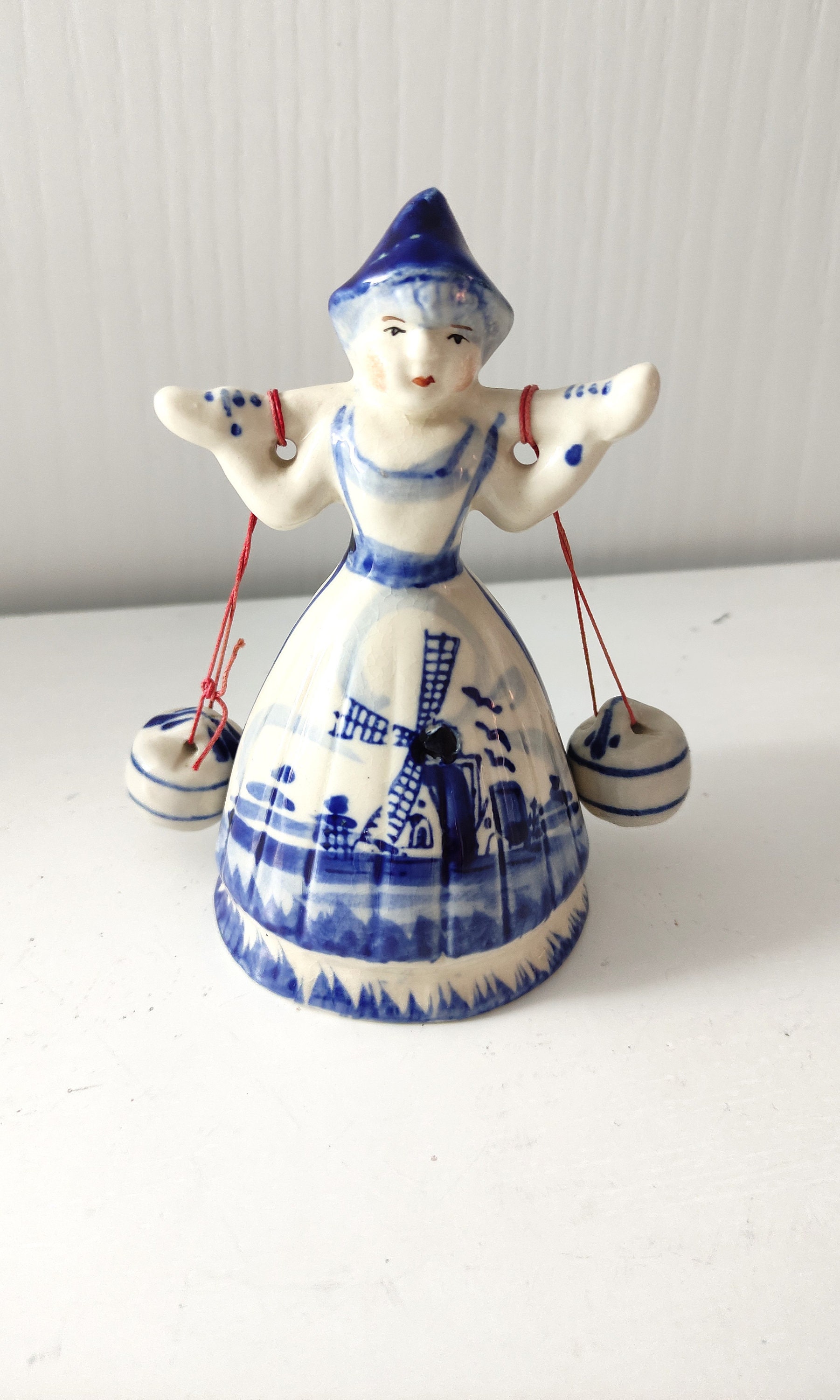 Vintage Delft Milkmaid Figurine, White and Blue Delft Porcelain ...