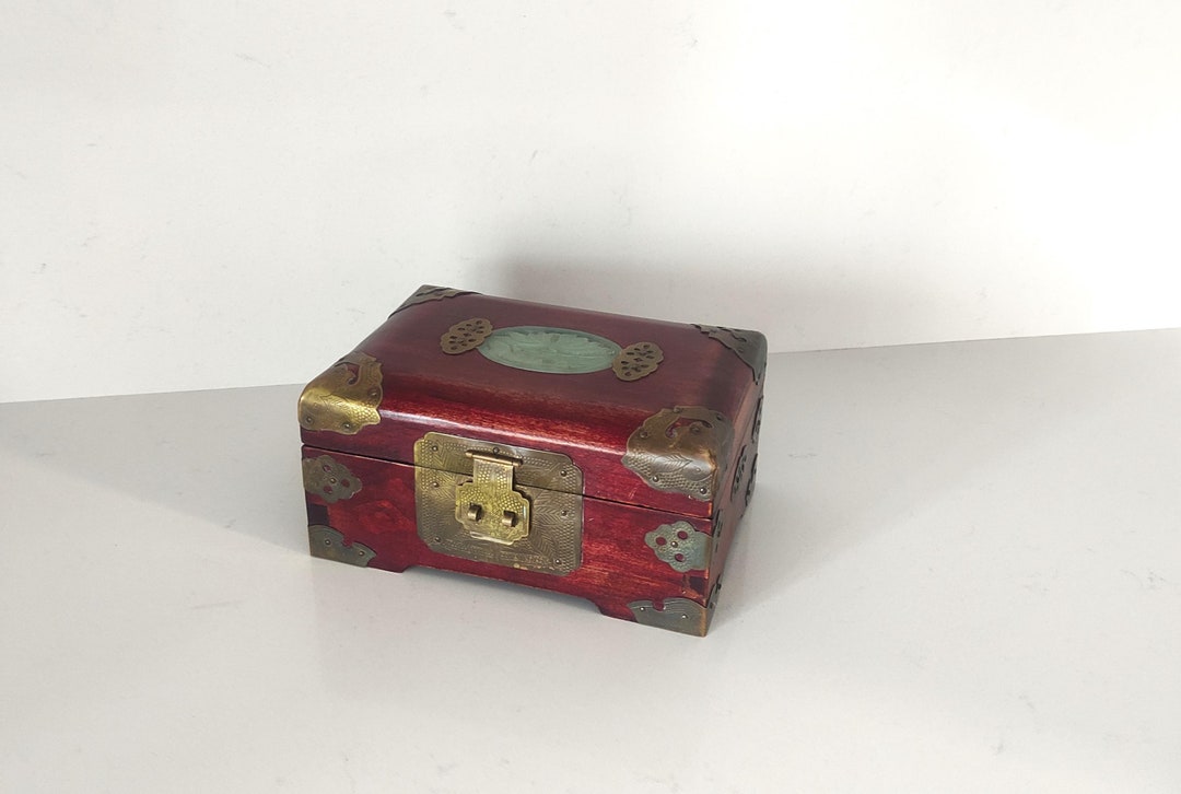 Vintage Chinese Jewelry Box, Rosewood Chinoiserie Jewelry Box, Vintage ...