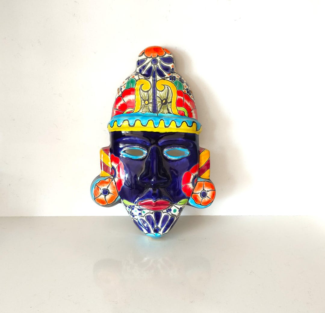 Vintage Mexican Talavera Aztec Warrior Mask Wall Decor - Etsy