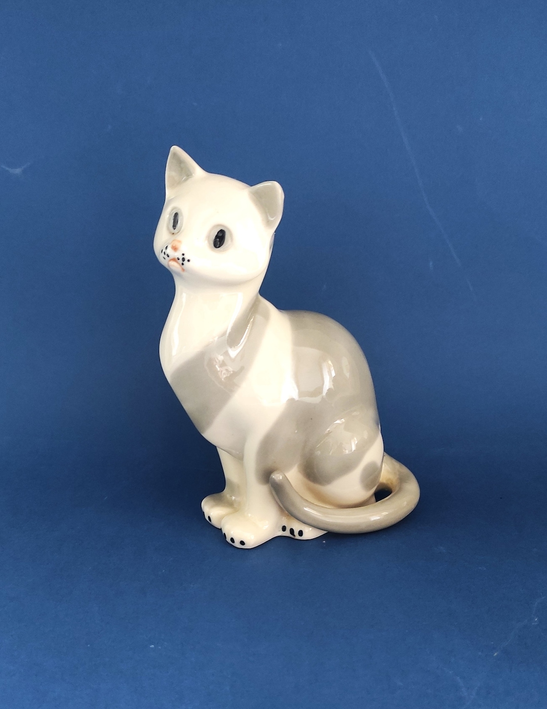 Vintage French Porcelain Cat Figurine, Sitting Cat Statuette - Etsy