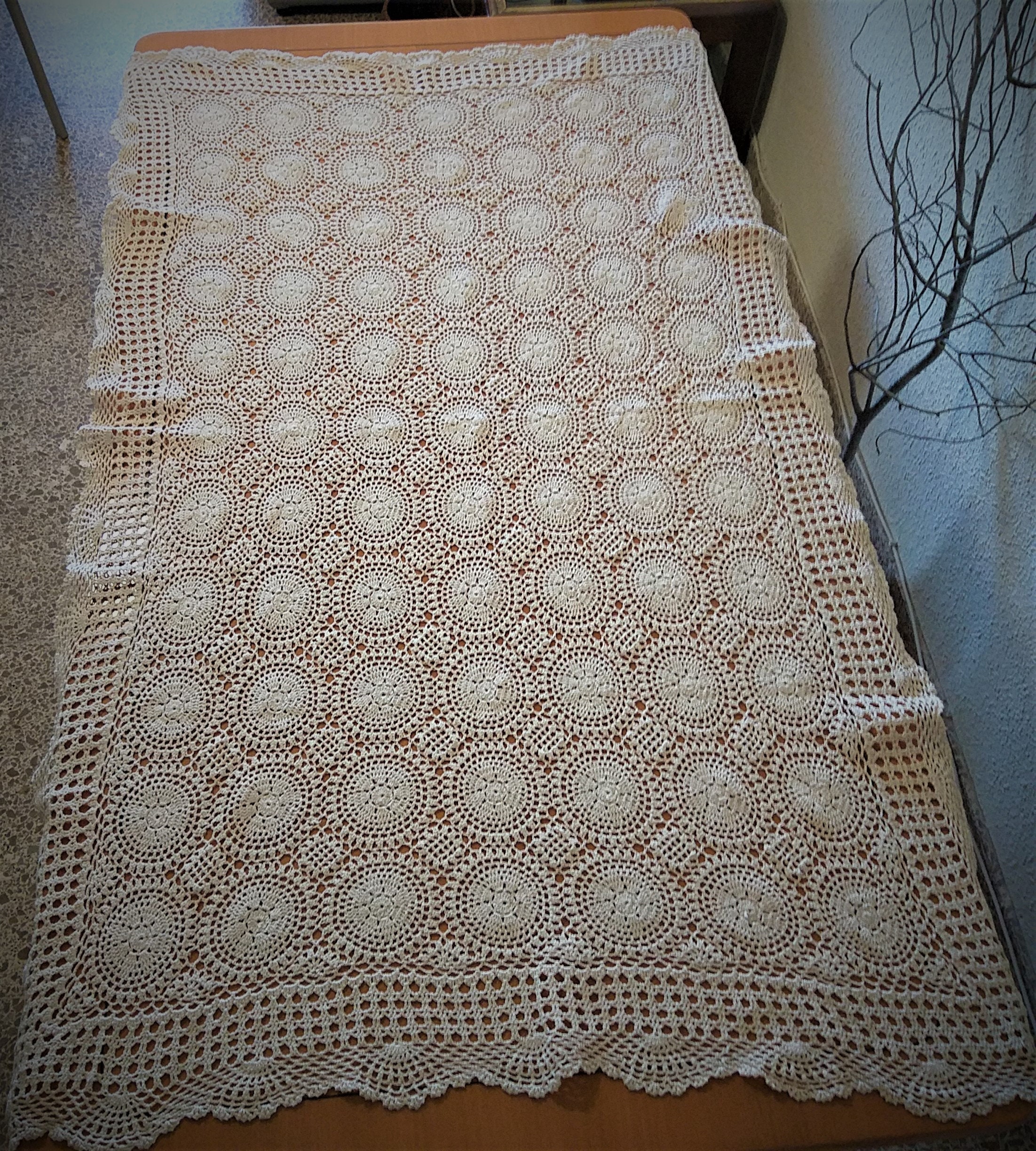 Vintage Rectangular Hand Crochet Table Cloth Vintage Table - Etsy
