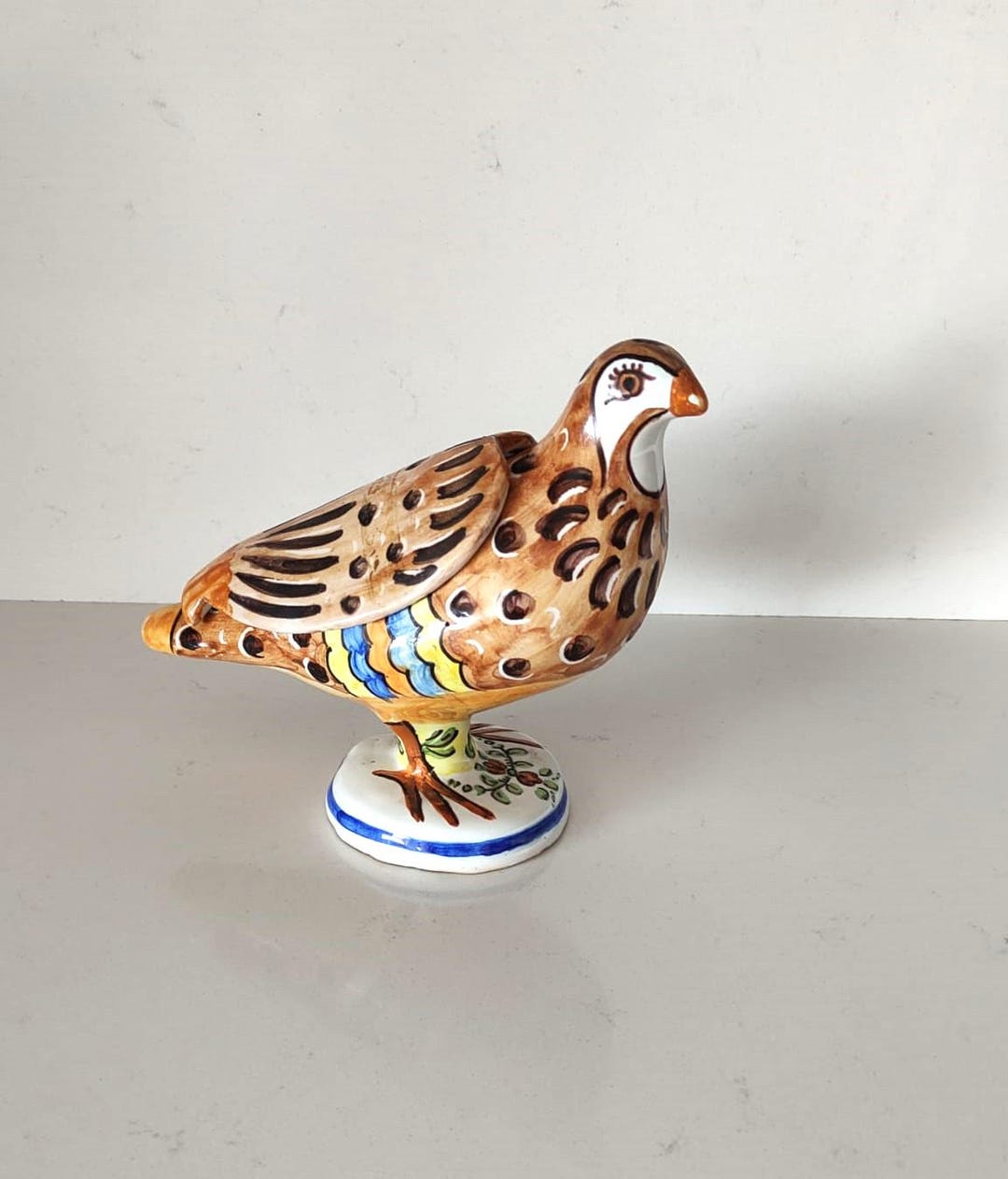Vintage Hand Painted Faience Partridge, Traditional Faience Alcora ...