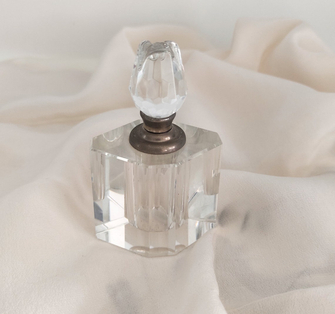 Vintage Art Deco Perfume Bottle, Cut Crystal Perfume Bottle, Vintage ...