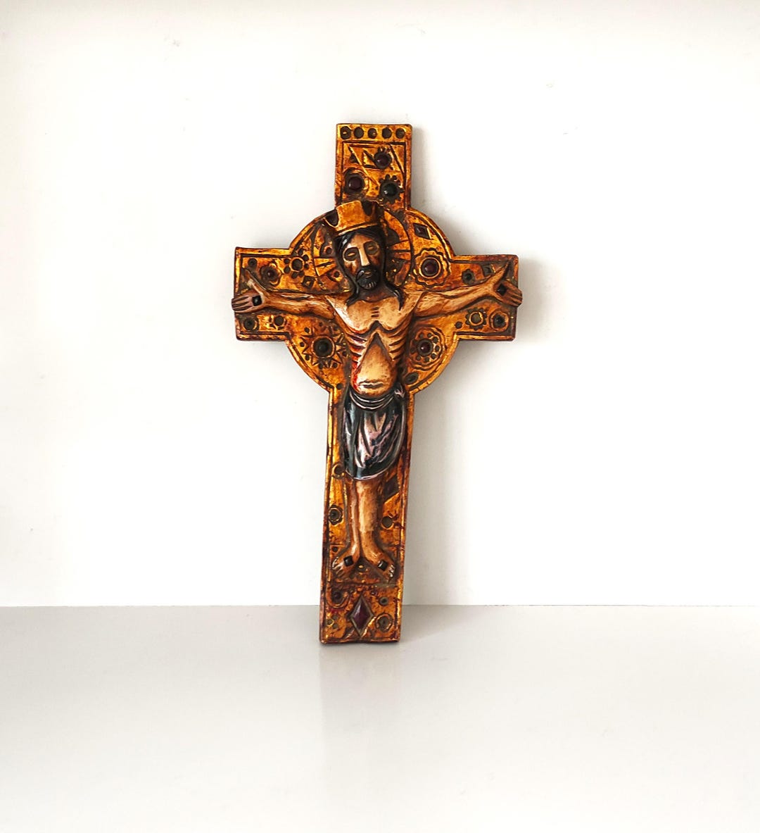 Hand Carved Wooden Cross, Medieval Style Crucifix, Primitive Crucifix ...