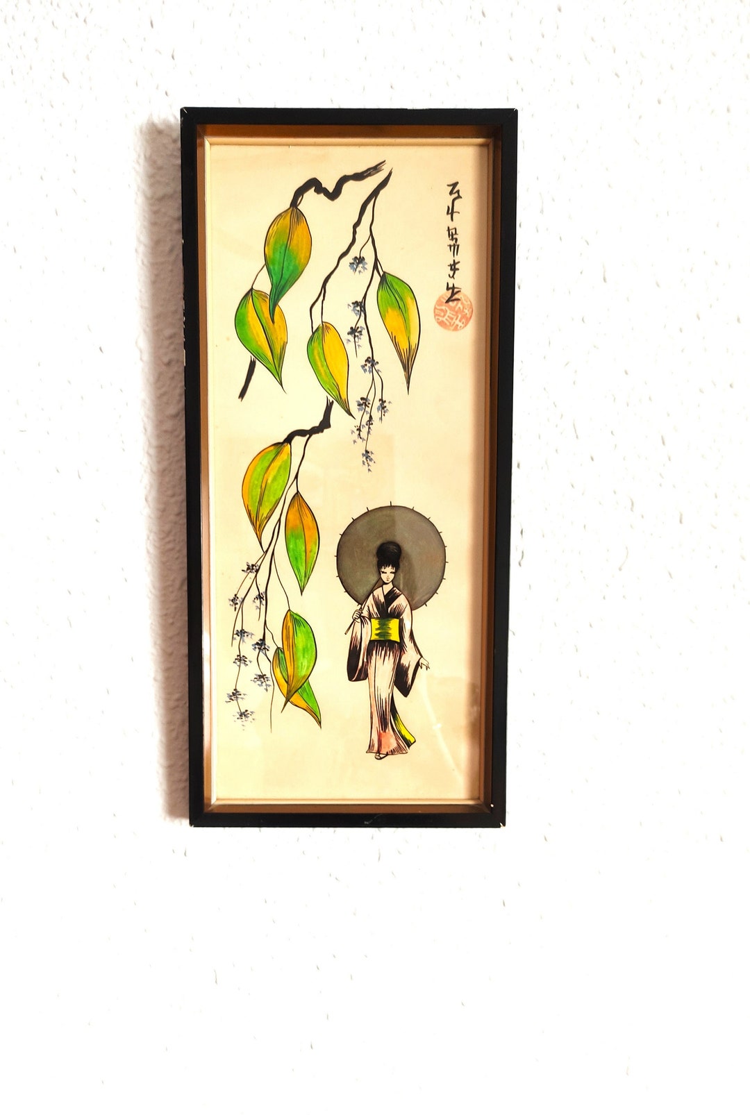 Original Japanese Ink on Paper Painting, Japanese Geisha Painting ...