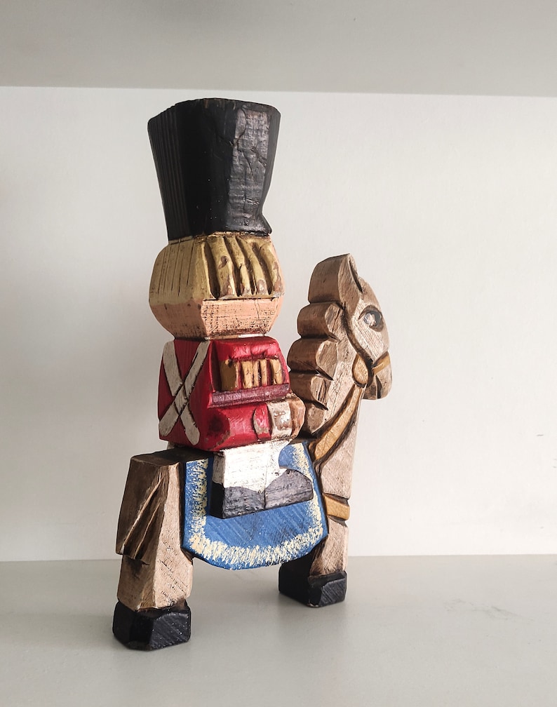Vintage Carved Wood British Soldier, Hand Carved Wood Soldier, Red Coat ...