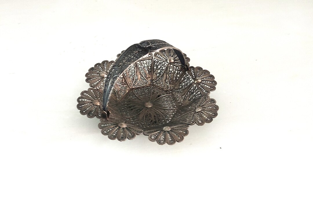 Antique Filigree Basket, Silver Like Handcrafted Filigree Basket ...
