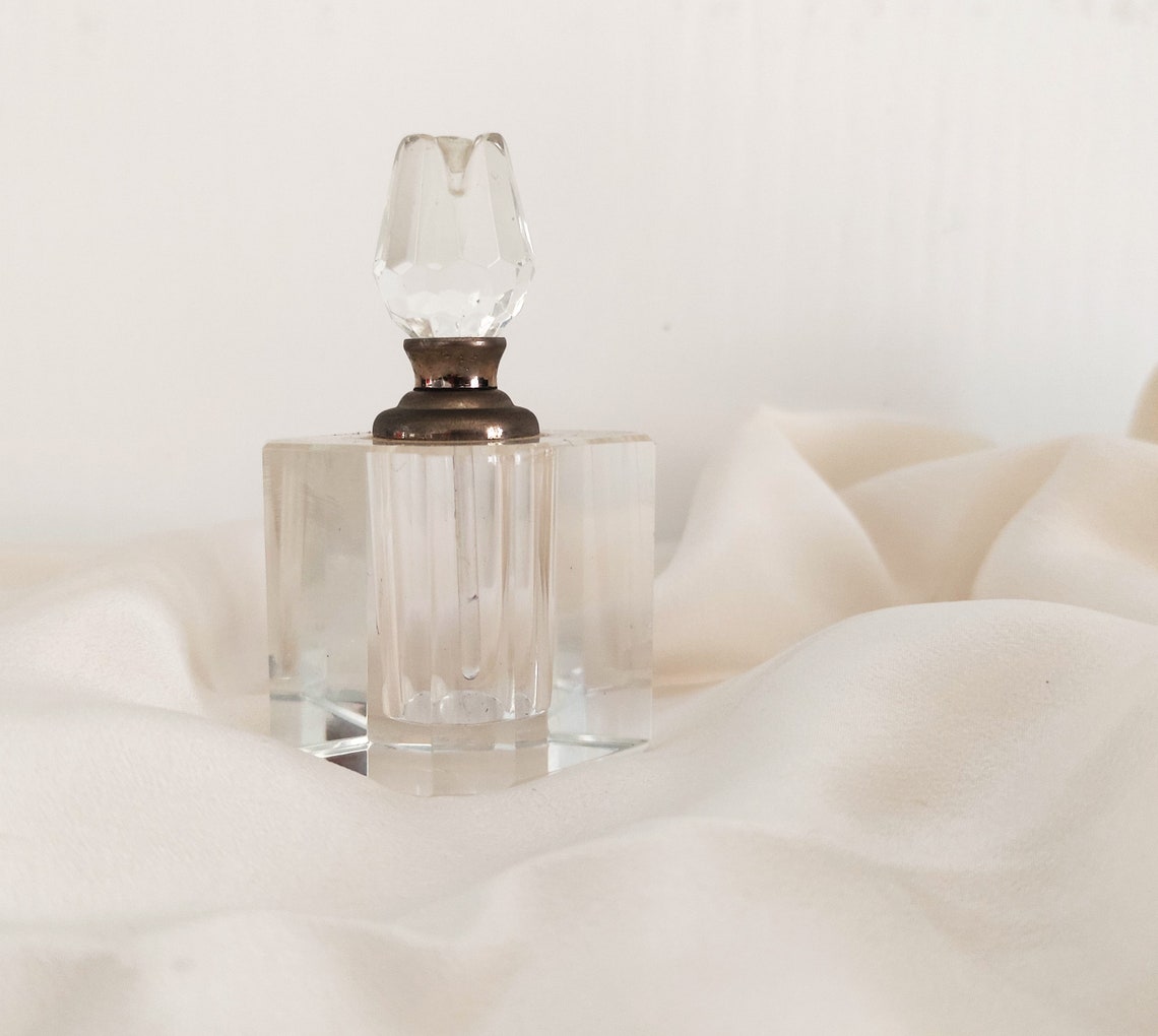 Vintage Art Deco Perfume Bottle, Cut Crystal Perfume Bottle, Vintage ...