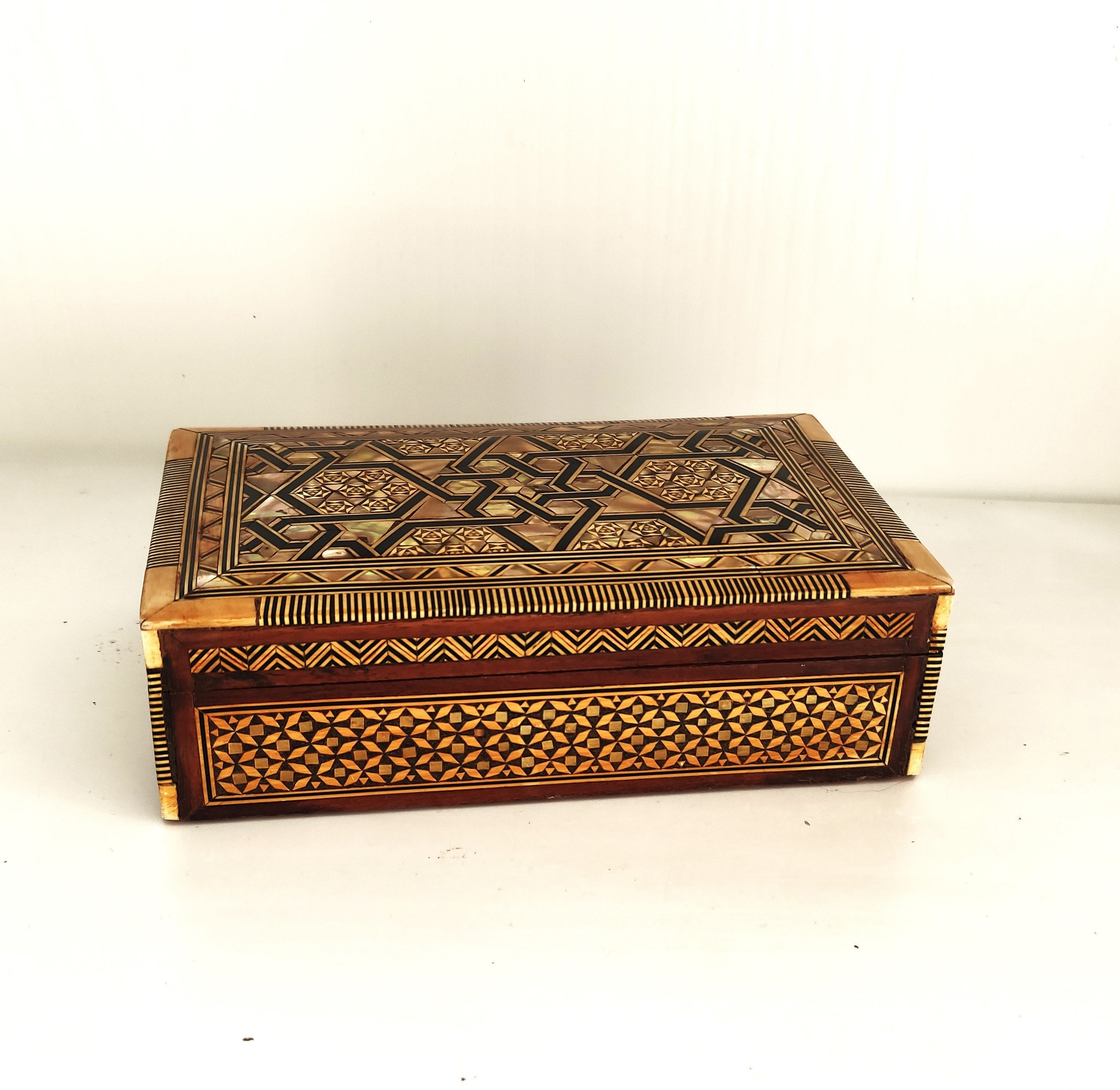 Antique Spanish Marquetry Box, Gold Jewelry Box, Taracea Spanish ...