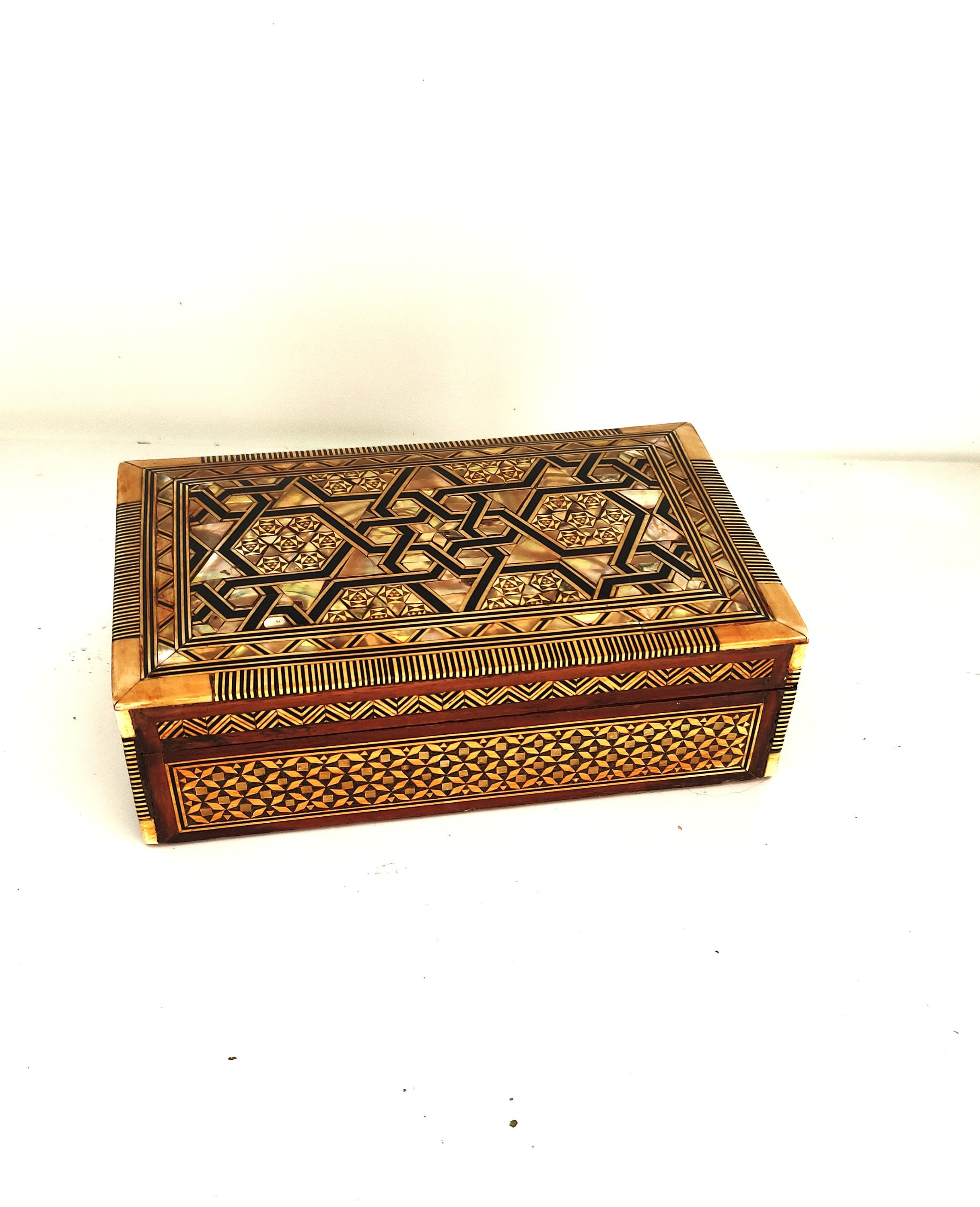 Antique Spanish Marquetry Box, Gold Jewelry Box, Taracea Spanish ...