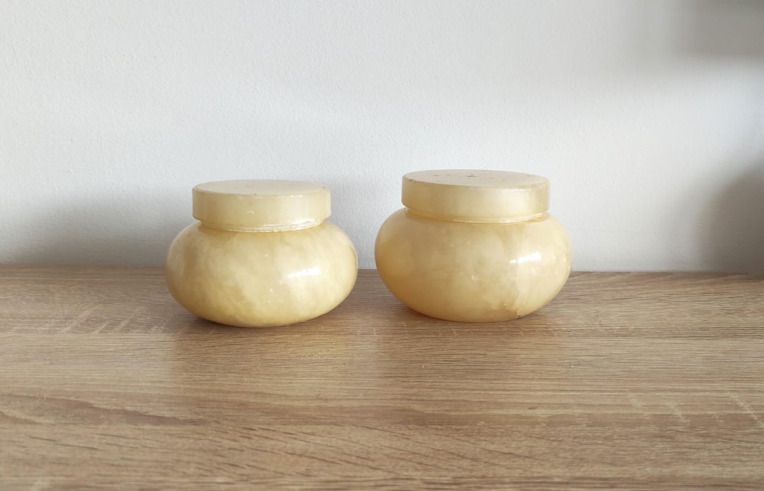 Vintage Italian Alabaster Boxes, Hand Carved Natural Stone Containers ...