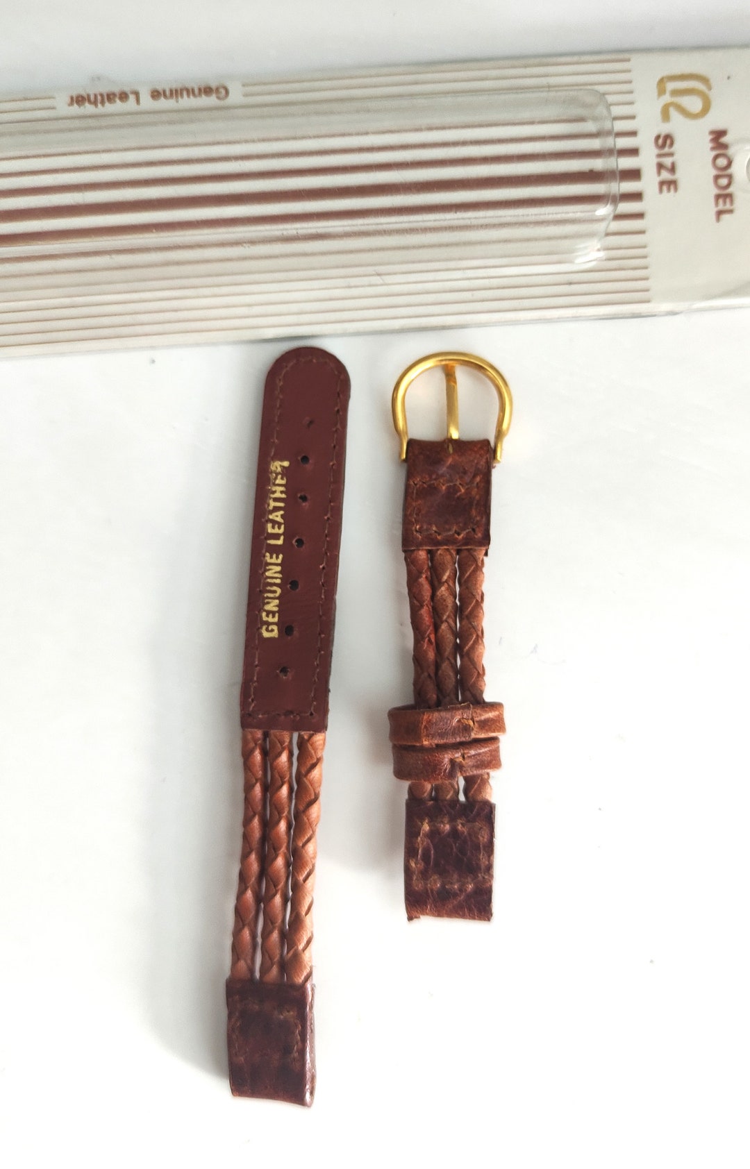 Lady's Watch Strap, Genuine Leather, Braided Leather Watch Band, Brown ...