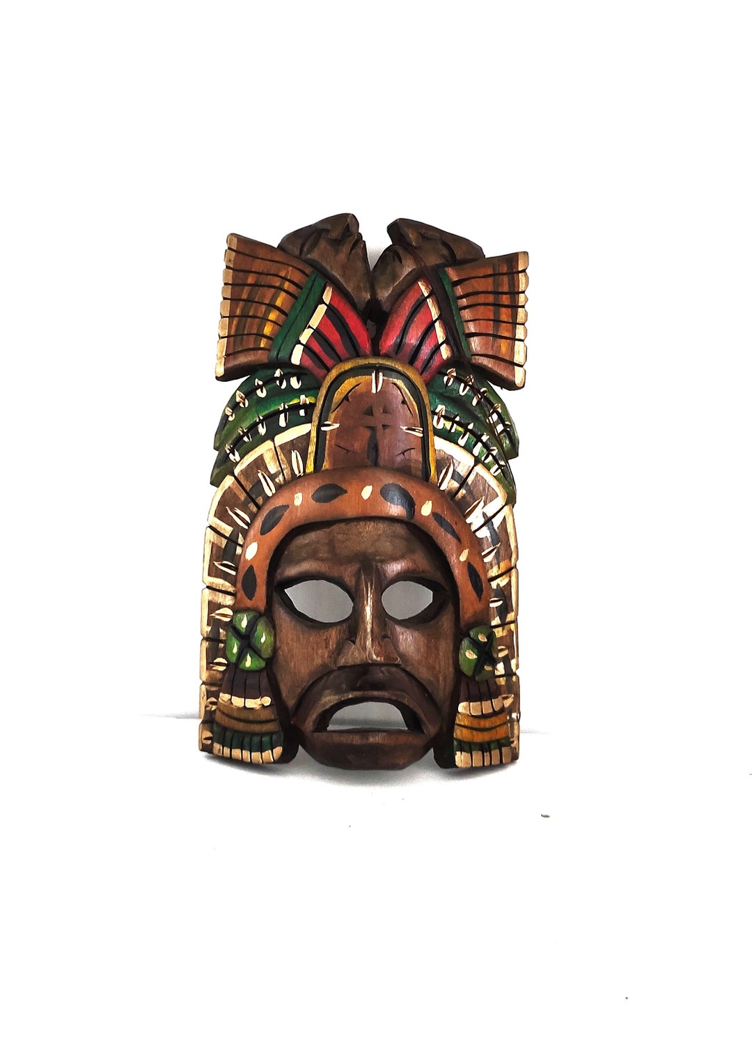 Carved Wood Aztec Warrior Wall Decor, Mesoamerican Wall Hanging, Aztec ...