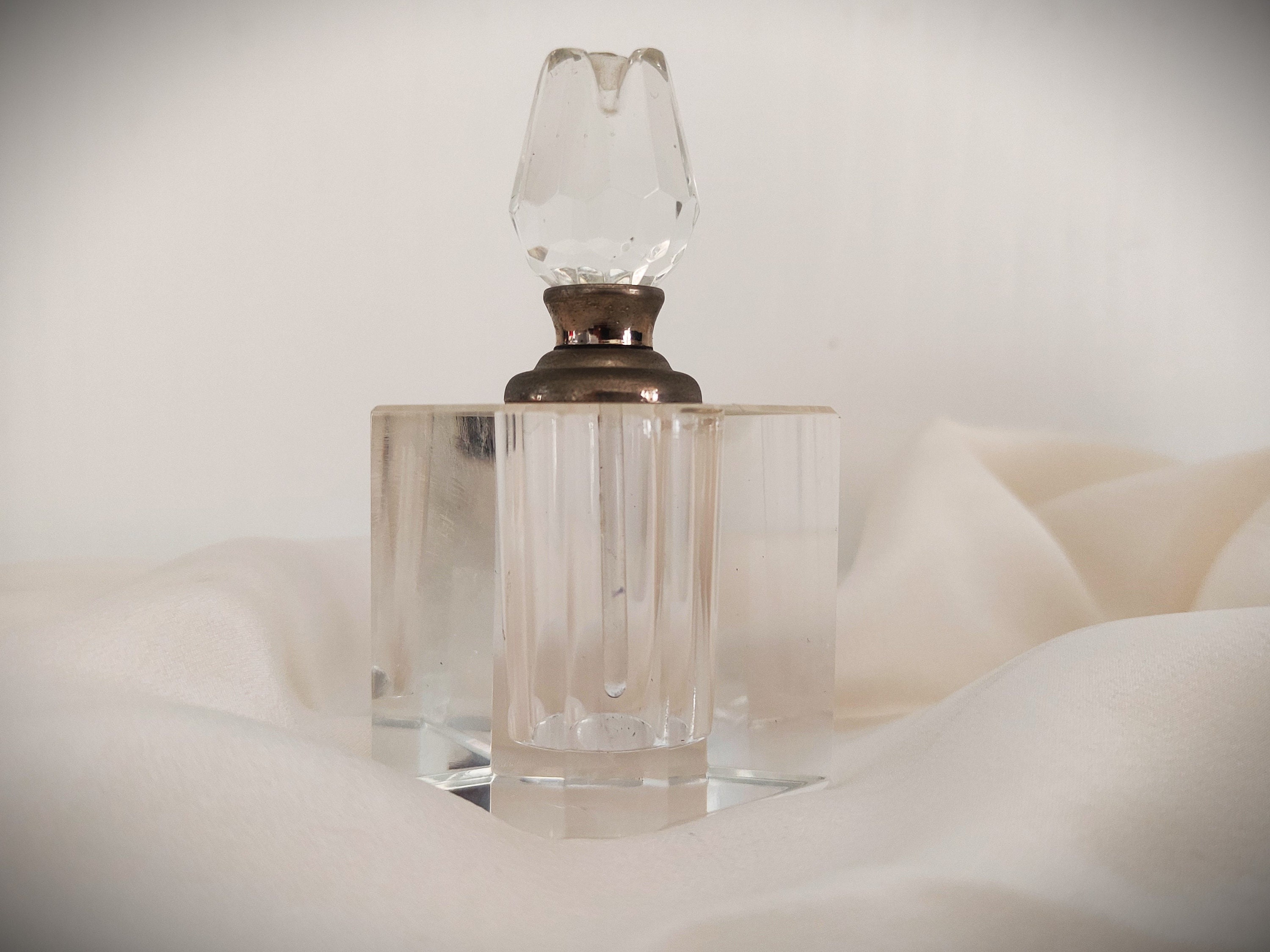 Vintage Art Deco Perfume Bottle, Cut Crystal Perfume Bottle, Vintage ...