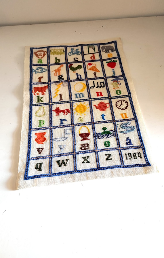 Old Danish Alphabet Vintage Cross Stitch Alphabet Sampler Danish