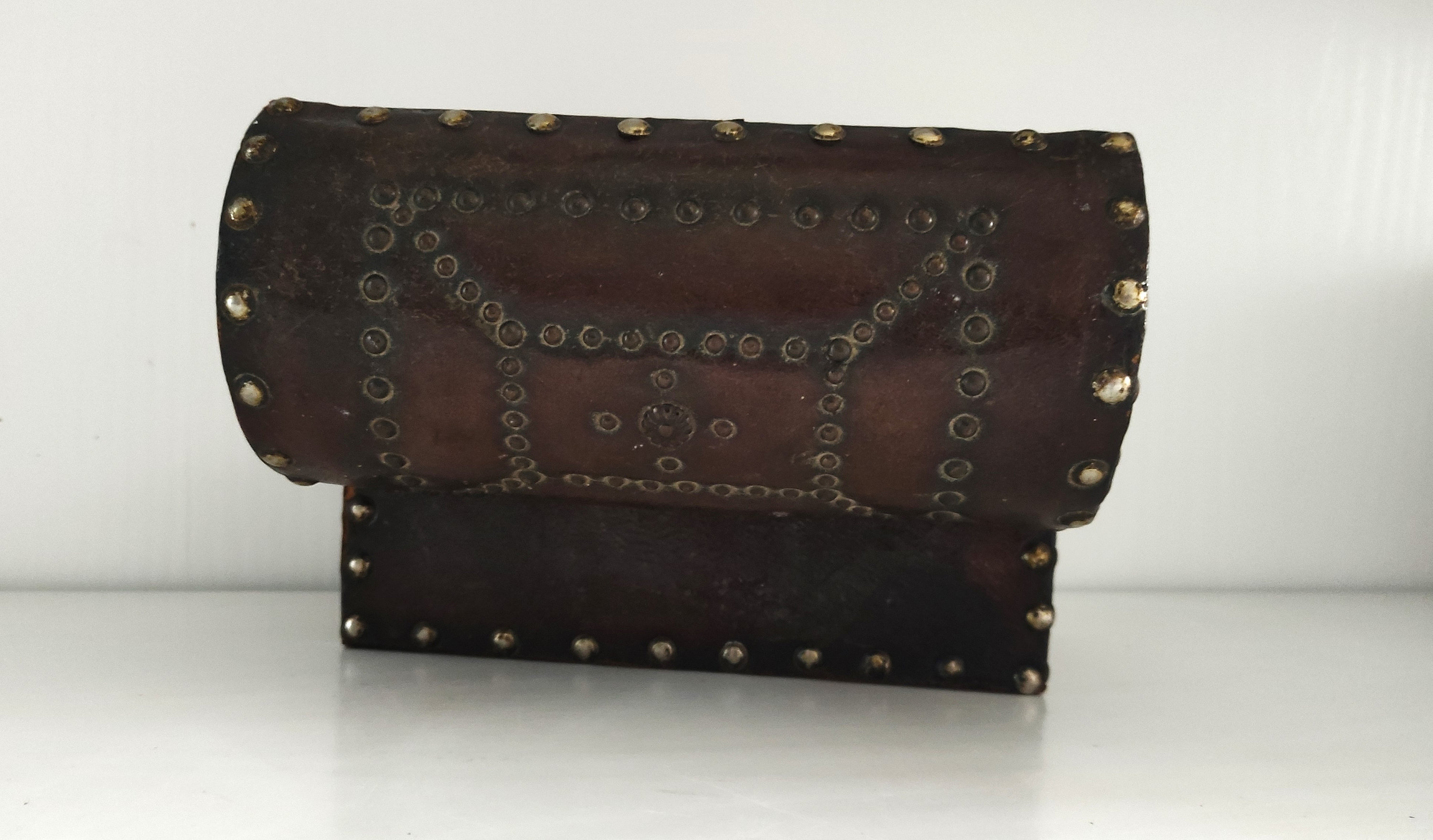 Vintage Studded Leather Chest Box, Wood and Leather Jewelry Box, Pirate ...